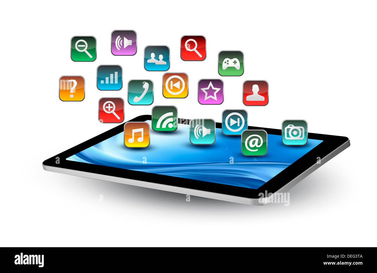 Colorful application icons in a tablet. Vector Stock Photo - Alamy
