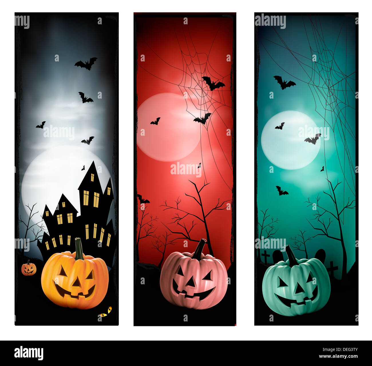 Set of holiday Halloween banners. Vector Stock Photo - Alamy