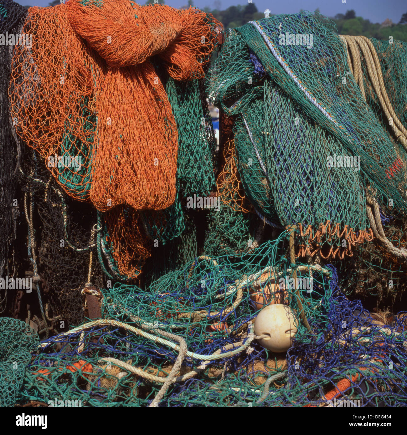 Colourful fishing nets Stock Photo - Alamy