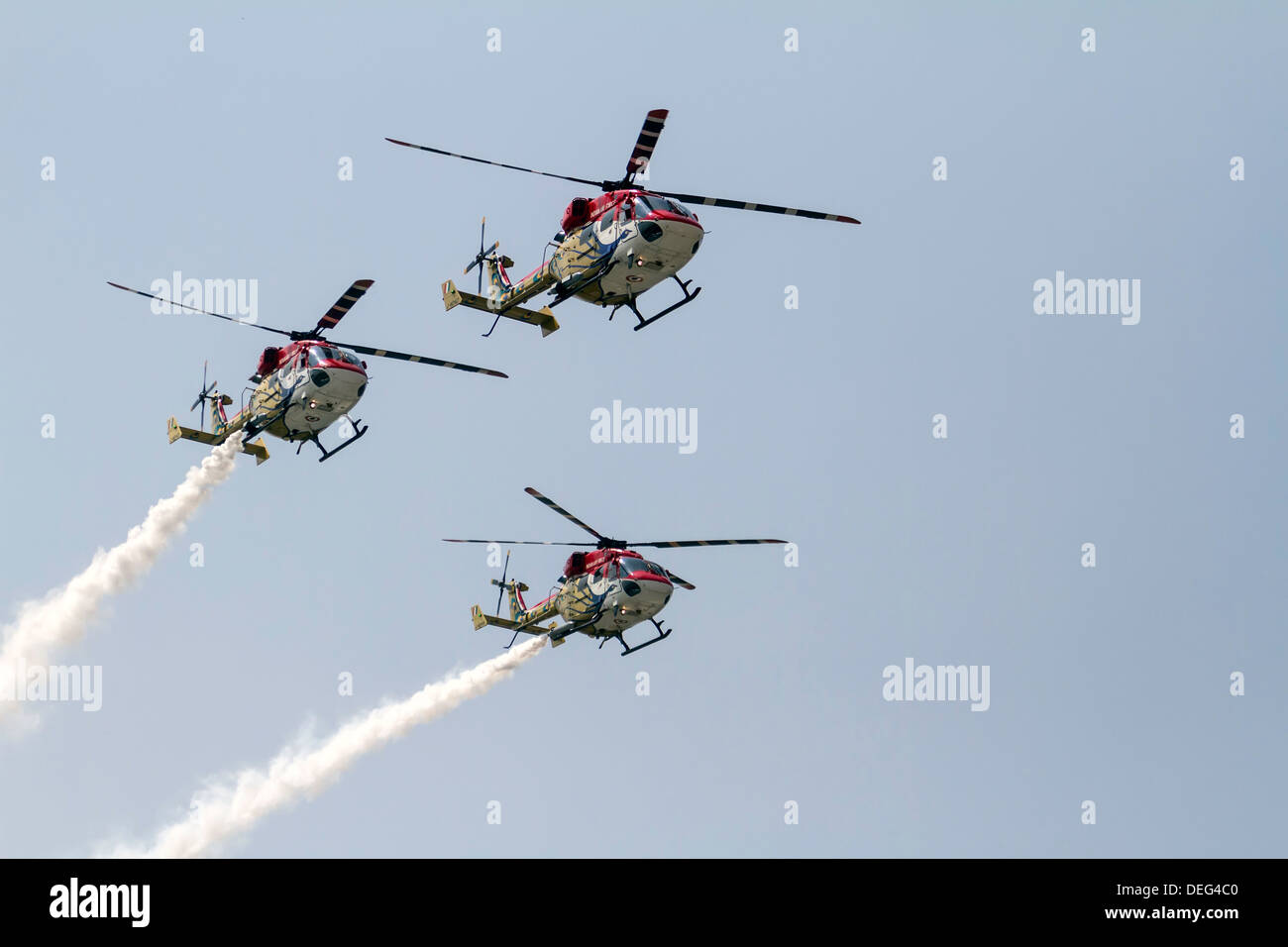 HAL Dhruv seen during one of the aerobatics display at Aero India show ...