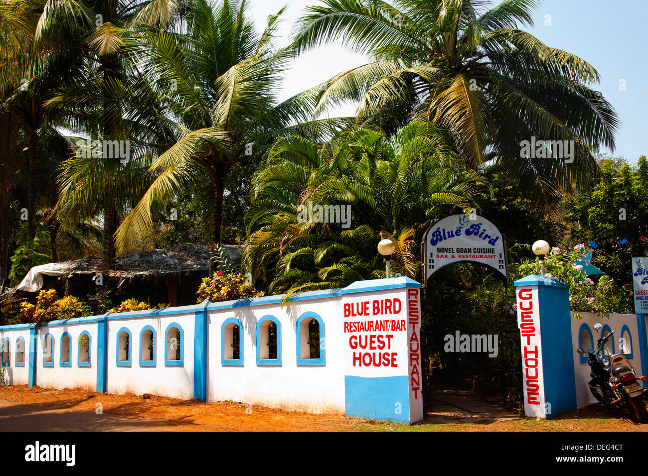 Entrance of a bar and restaurant, Blue Bird, Little Vagator Beach ...