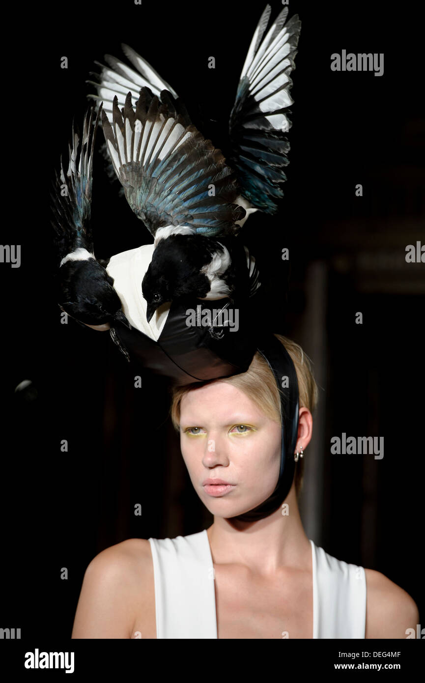 A model wears a design created by Pam Hogg during London Fashion Week ...