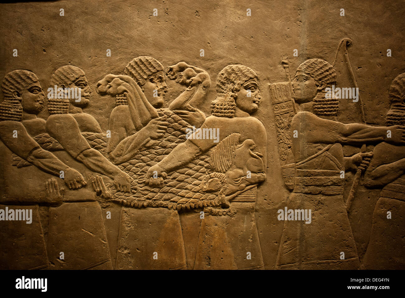 The British Museum, London,England. 9-2013 The Assyrian rooms showing ...