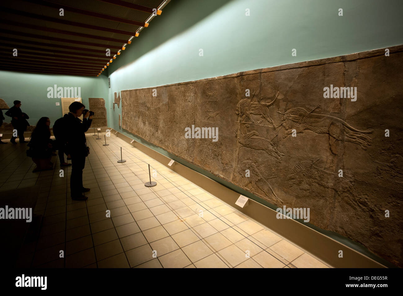 The British Museum, London,England. 9-2013 The Assyrian rooms showing ...