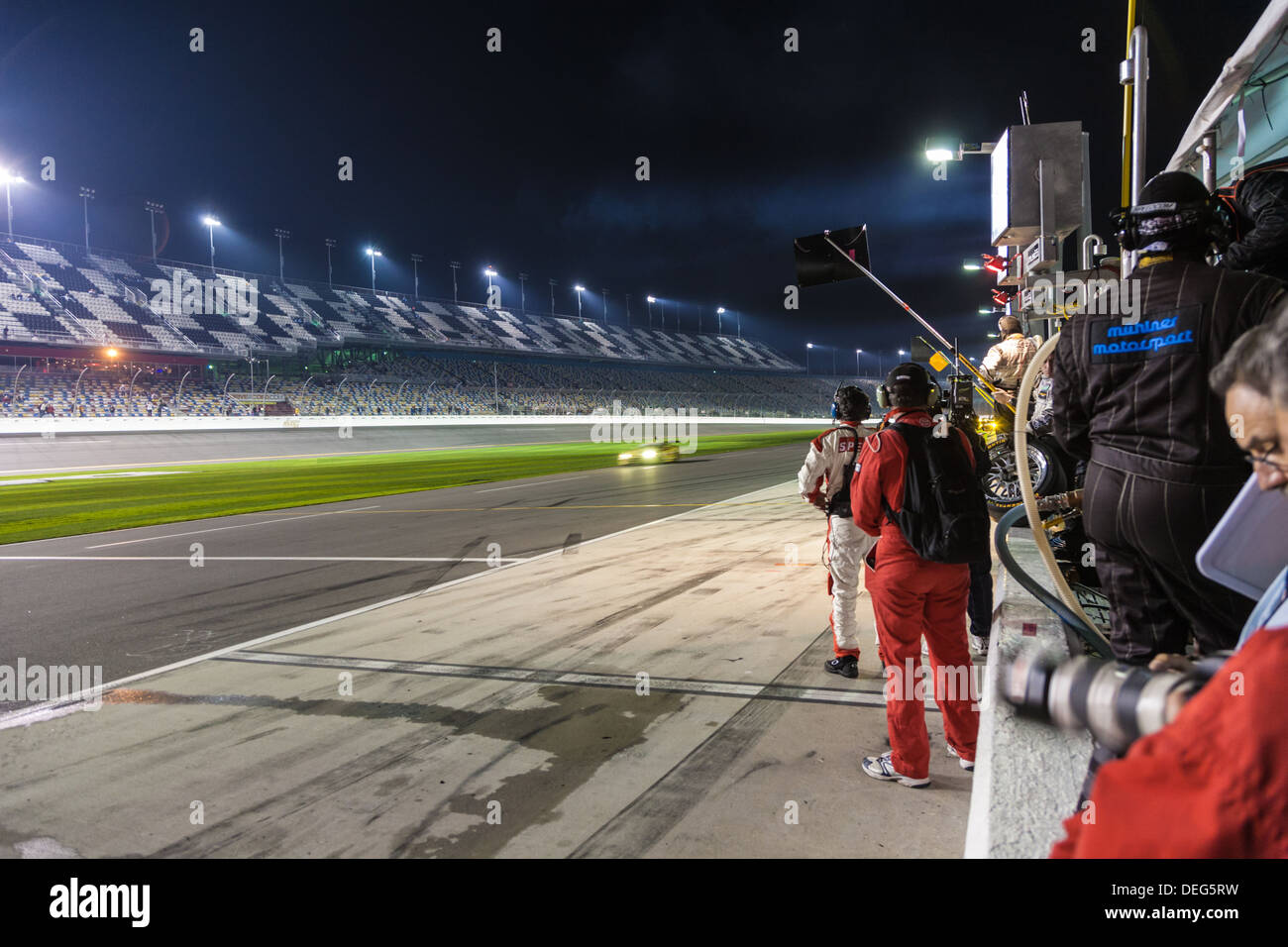 Pit road at night at Daytona International Speedway during the 2012 ...