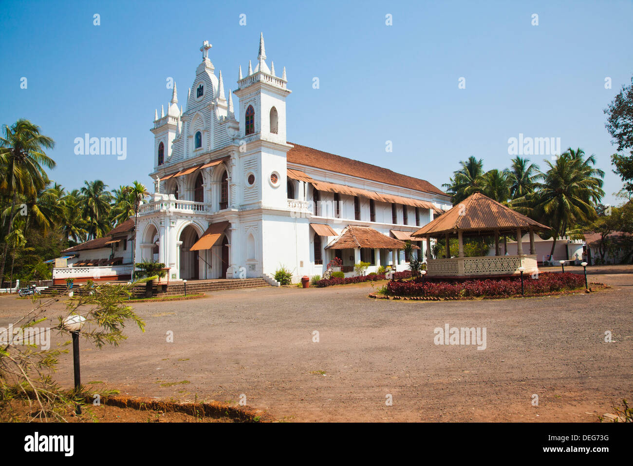 Facade of a church, St. Anthony's Church, Siolim, North Goa, Goa, India ...