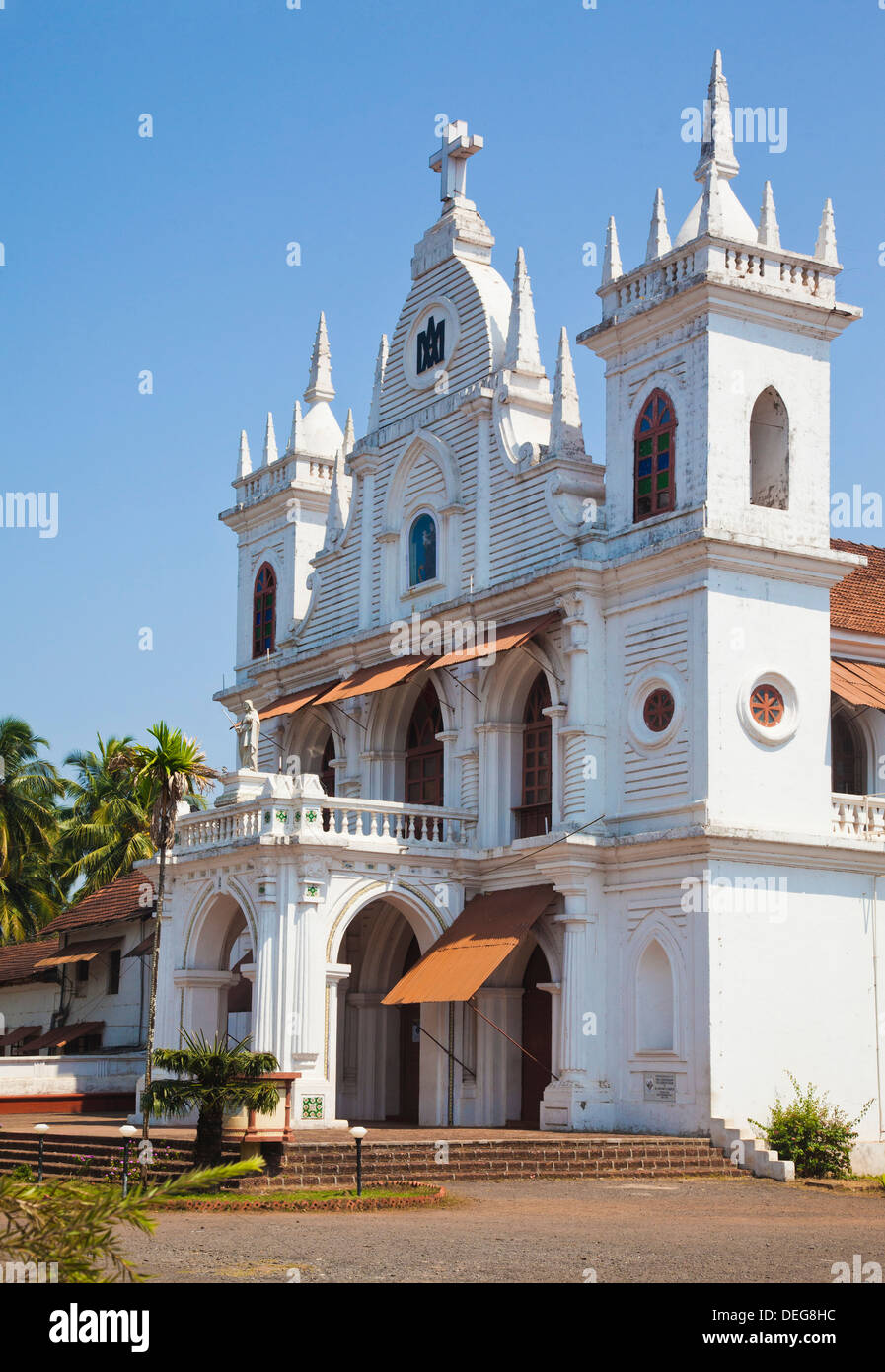 Facade of a church, St. Anthony's Church, Siolim, North Goa, Goa, India ...