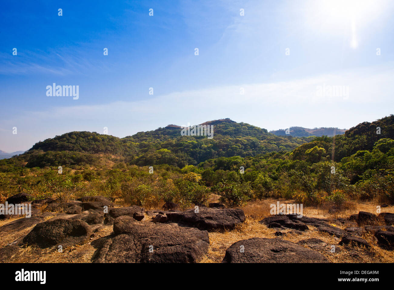 Rock formations on a hill, Pune, Maharashtra, India Stock Photo - Alamy