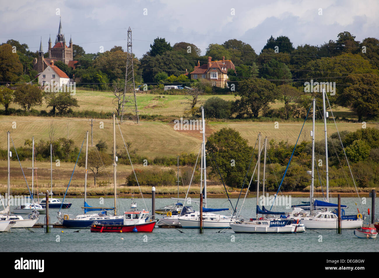 Yachts, River Medina, St Mildreds Church, Whippingham, River Medina ...