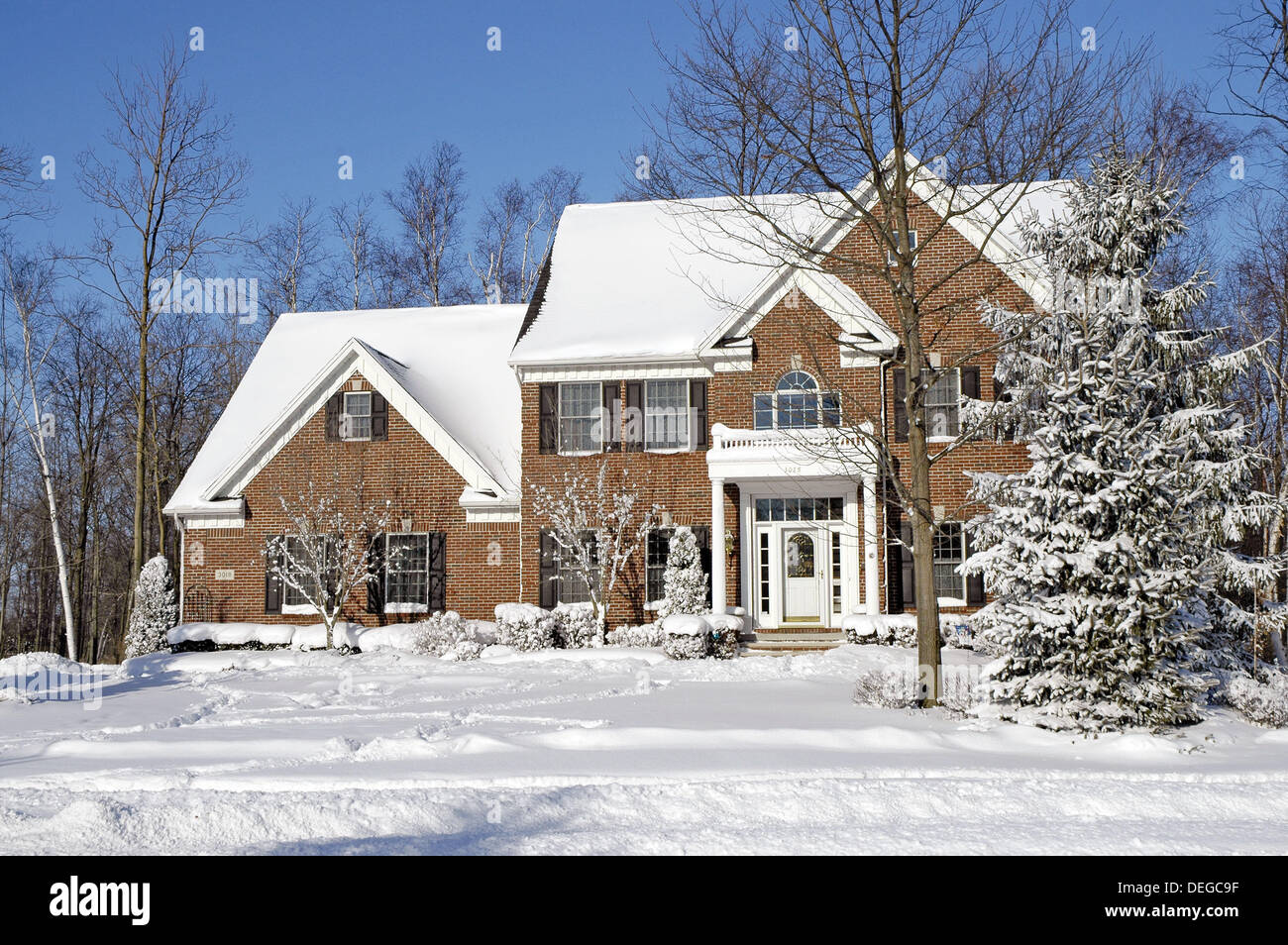 Large residential home after a winter snow storm Port Huron Michigan ...