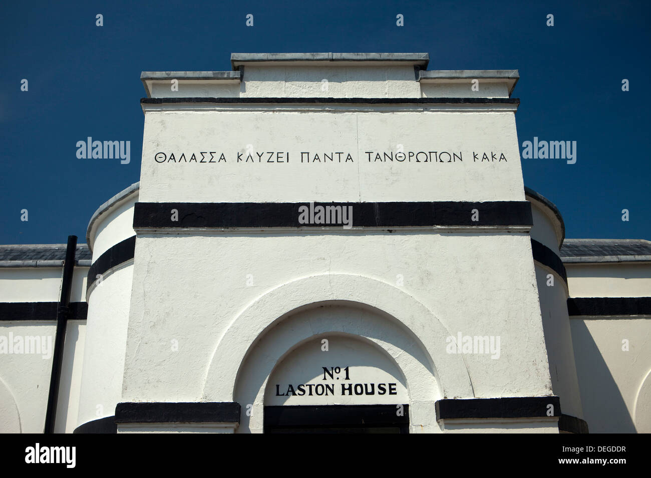 Greek inscription above the door of Laston House, Tenby, Pembrokeshire ...