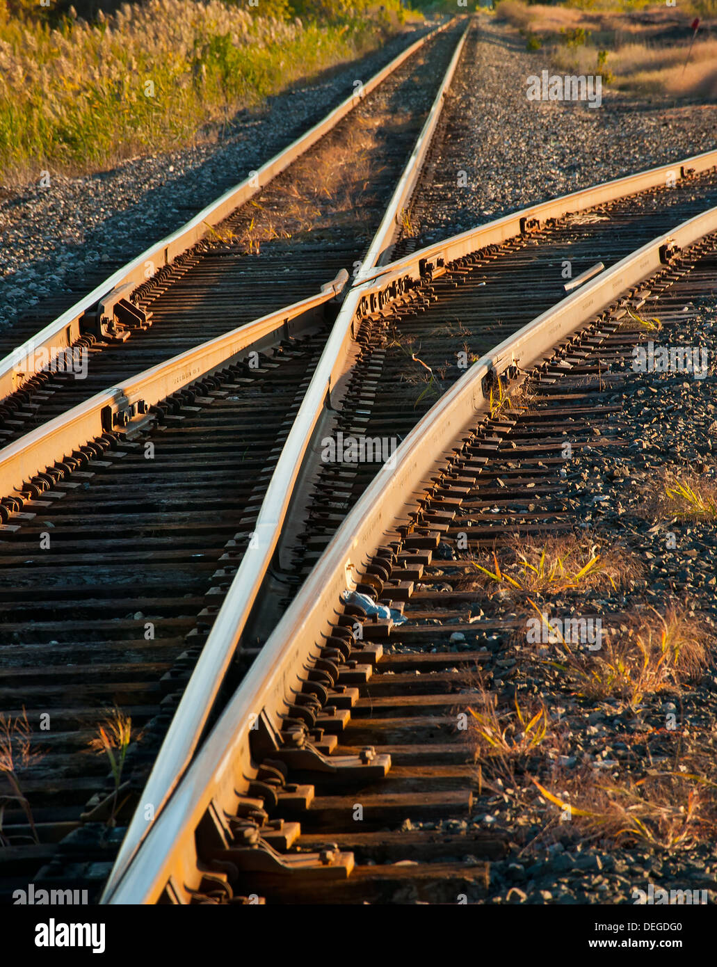Rail switches in yard off mainline Stock Photo - Alamy