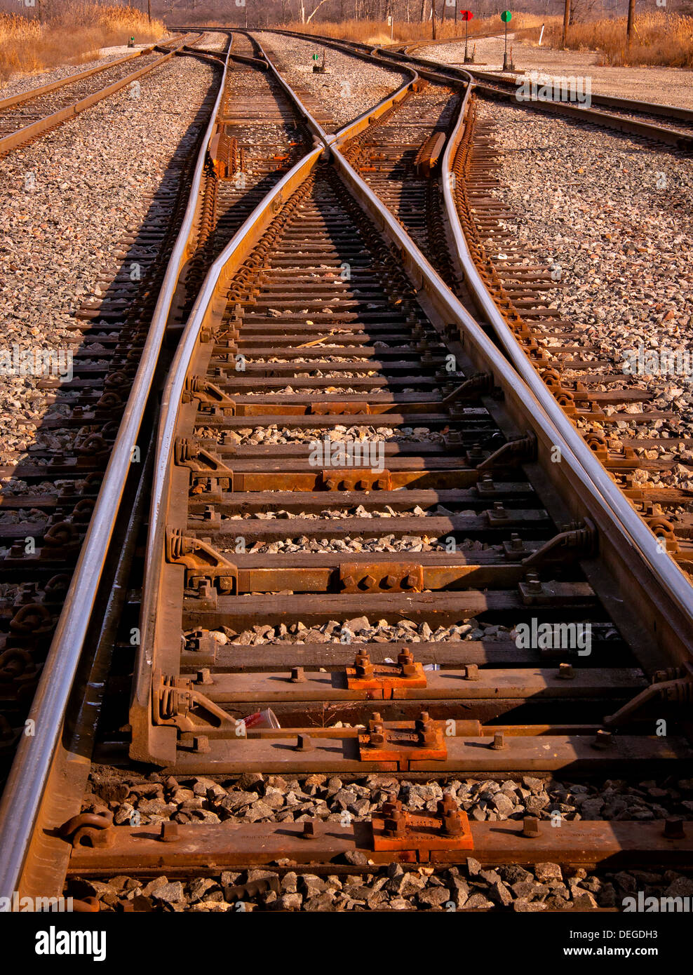 Rail switches in yard off mainline Stock Photo - Alamy