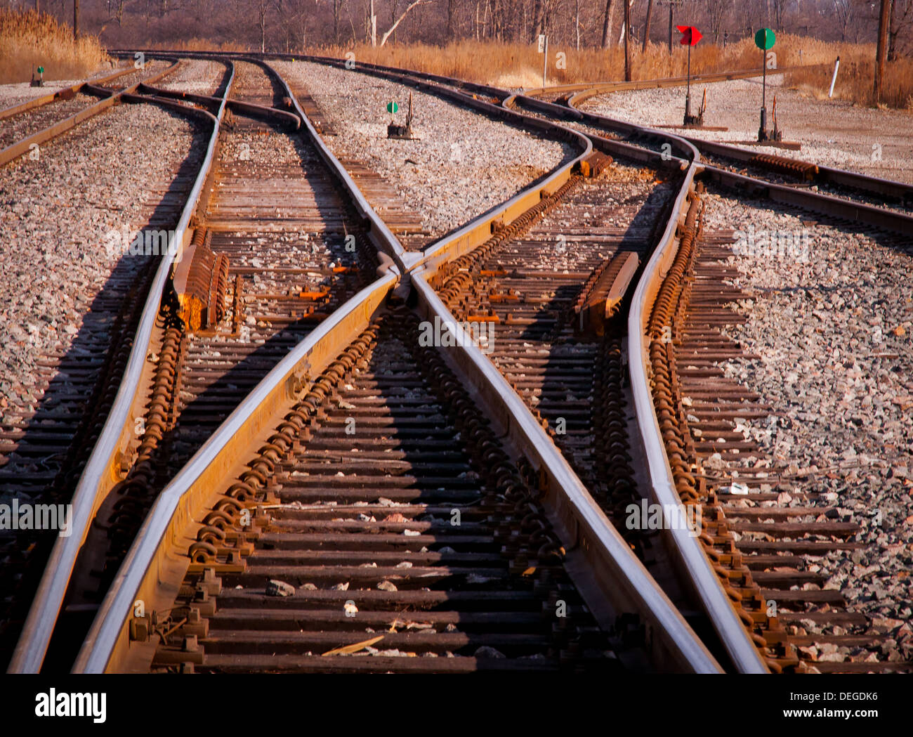 Rail switches in yard off mainline Stock Photo - Alamy