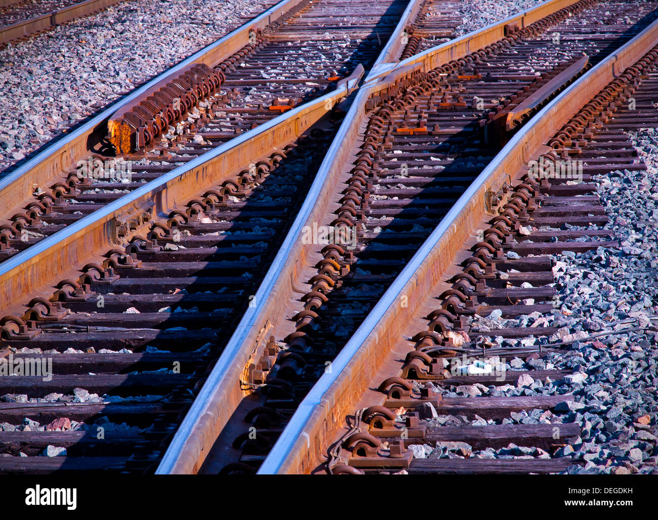 Rail switches in yard off mainline Stock Photo - Alamy