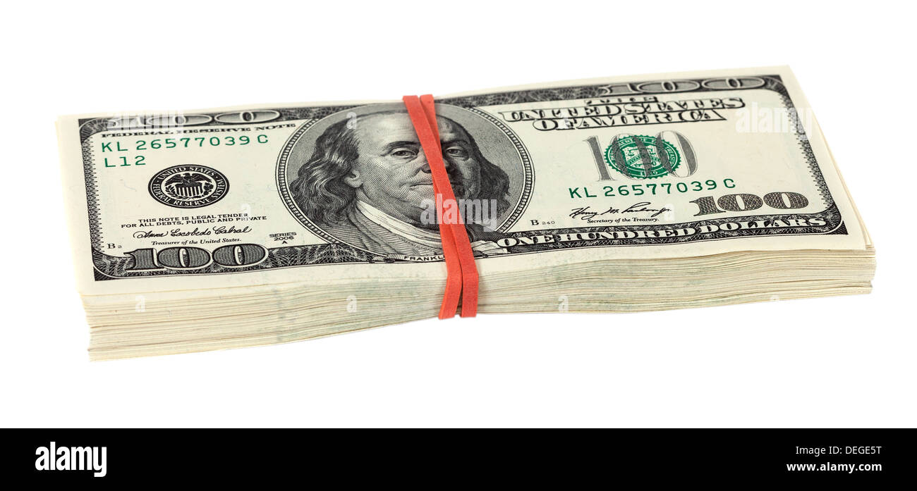 Stack of Ten Thousand Dollar Piles of One Hundred Dollar Bills Isolated ...