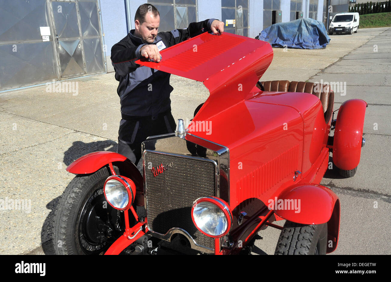 Restored racing car Wikov 7/28, nearly 90 years old, is seen in ...