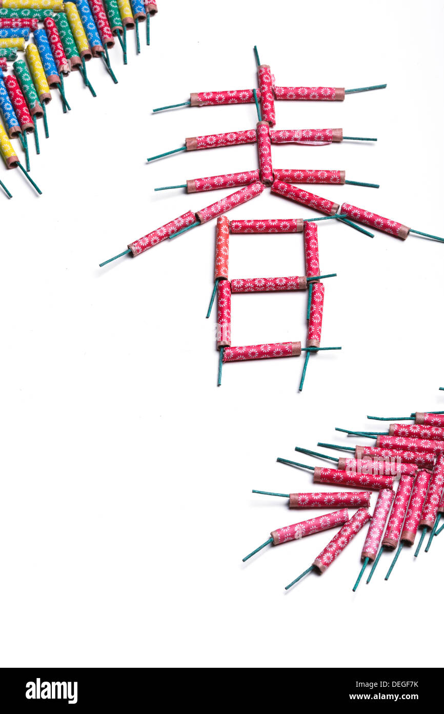 Spring character made with firecrackers Stock Photo - Alamy