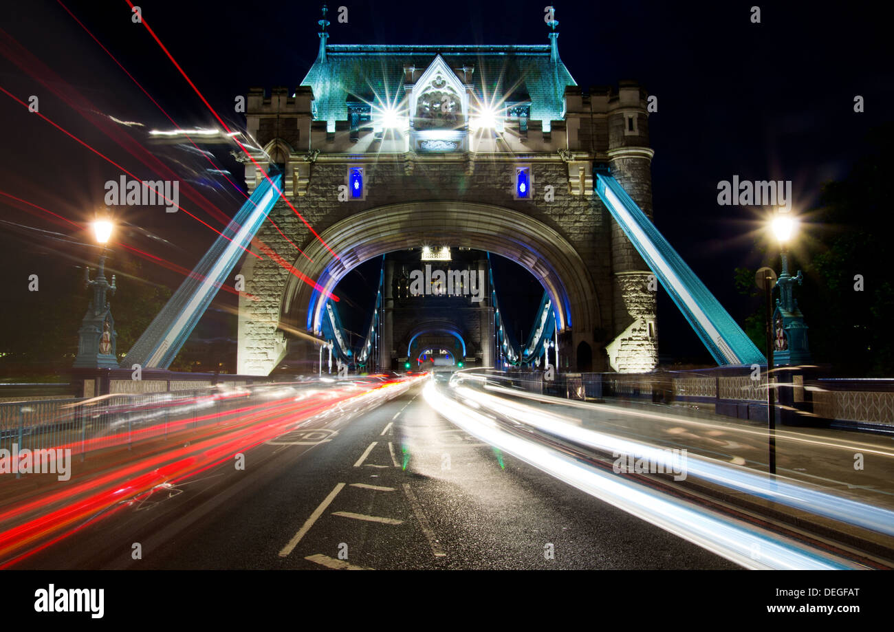 Tower Bridge light trails Stock Photo - Alamy