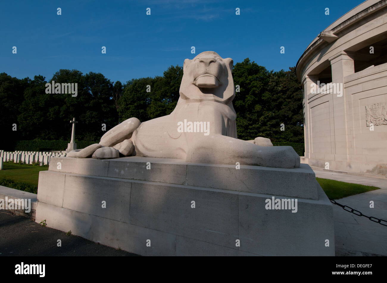 Lion statue at Ploegsteert Memorial to the Missing, Ypres Salient ...
