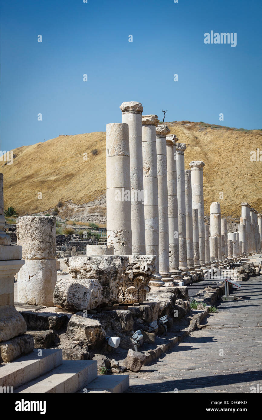 Ruins of the Roman-Byzantine city of Scythopolis, Tel Beit Shean National Park, Beit Shean ...