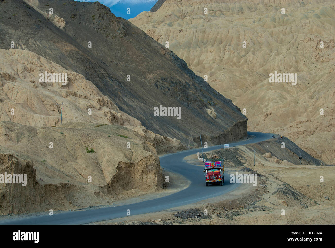 India, Jammu & Kashmir, Ladakh typical colorful Indian truck (lorry) on ...