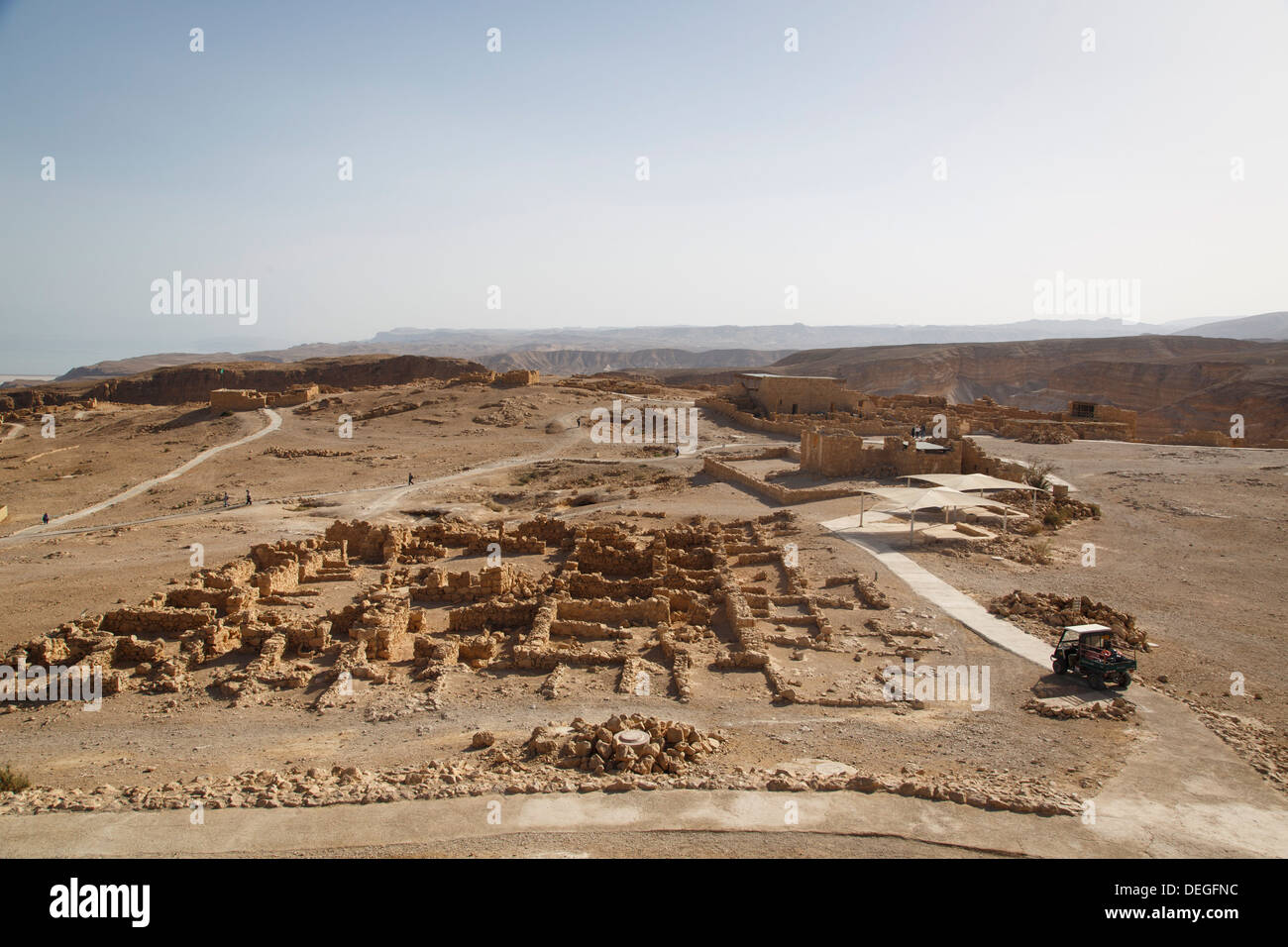 Masada fortress, UNESCO World Heritage Site, on the edge of the Judean ...