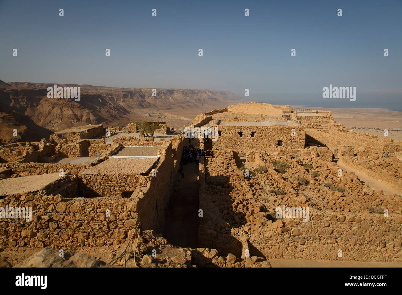 Masada fortress, UNESCO World Heritage Site, on the edge of the Judean ...