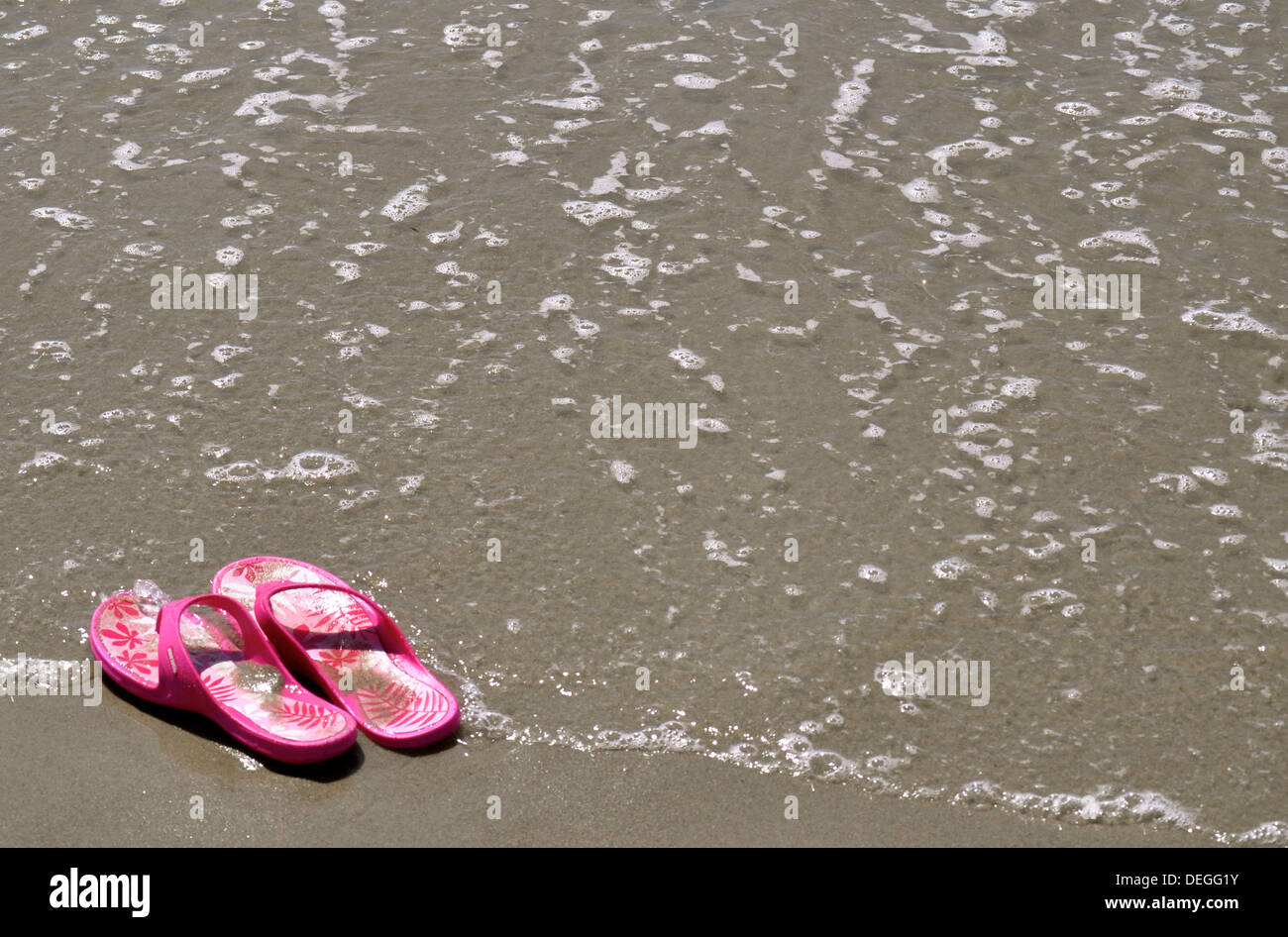 Flip Flops in the Sand Stock Photo - Alamy