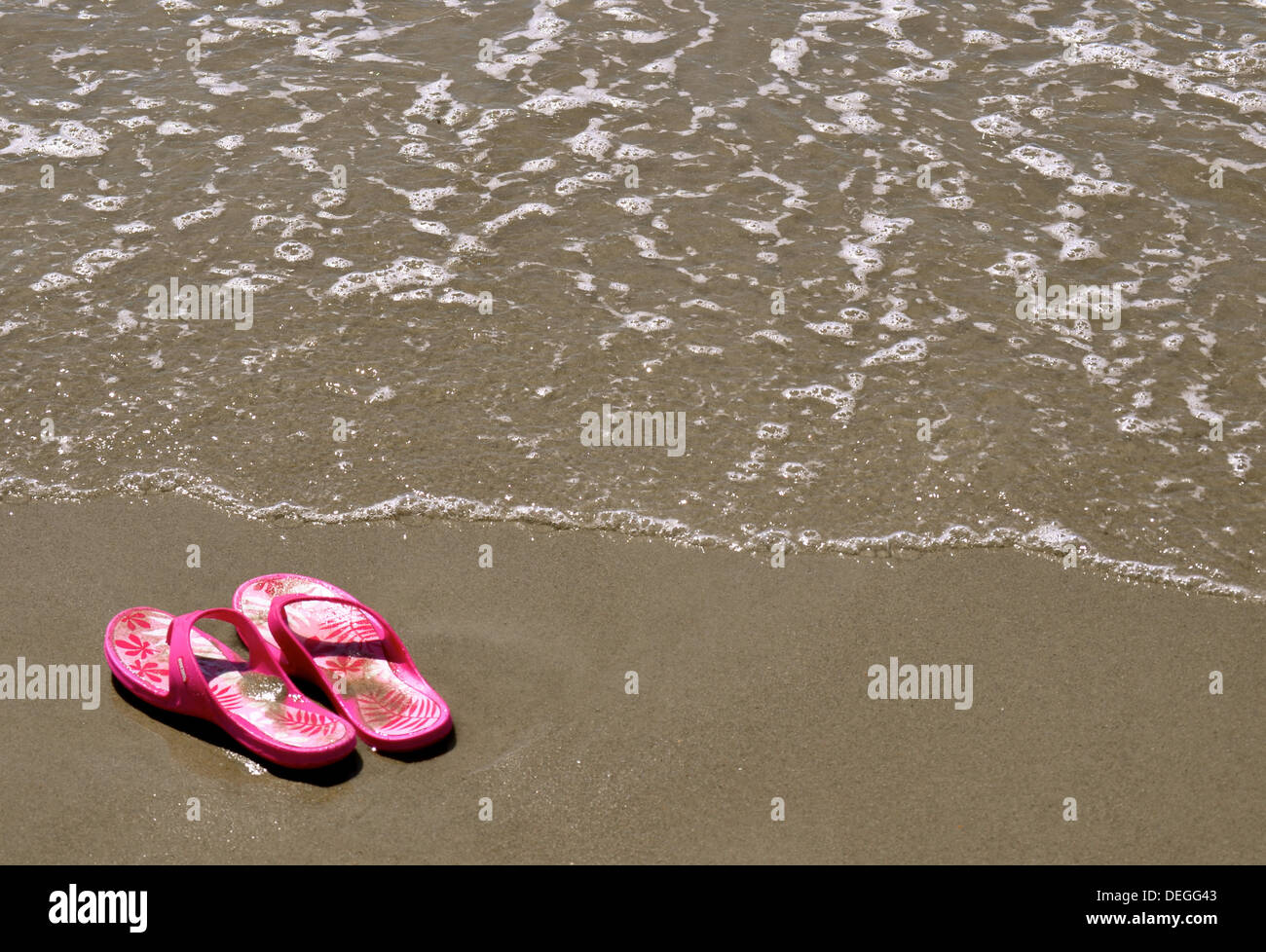 Flip Flops in the Sand Stock Photo - Alamy
