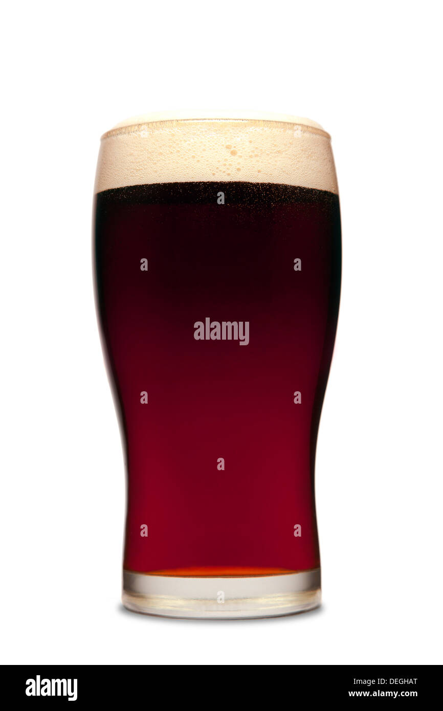 A pint of dark beer isolated on white Stock Photo - Alamy