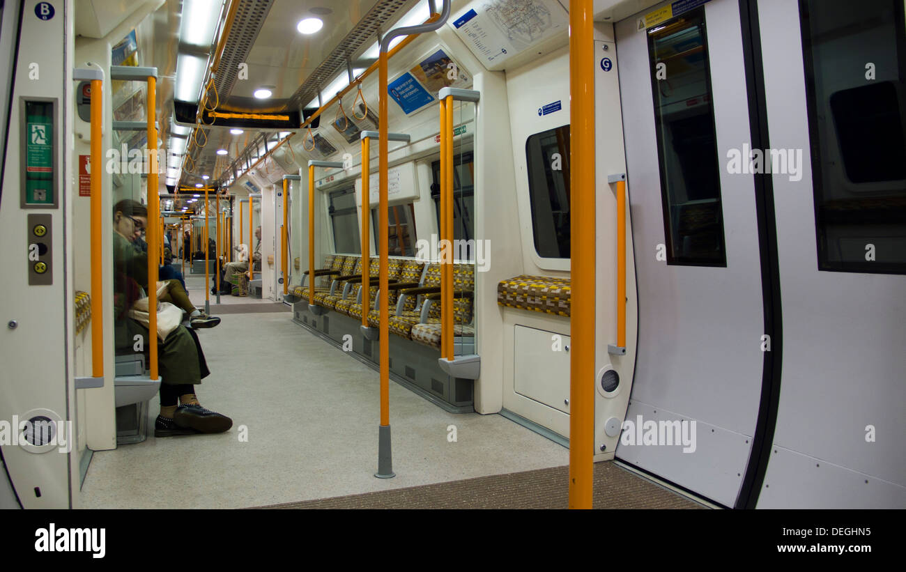 Interior London overground subway train Stock Photo - Alamy