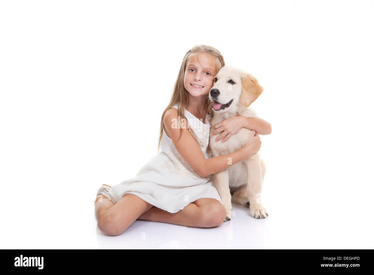 child with pet puppy dog Stock Photo - Alamy