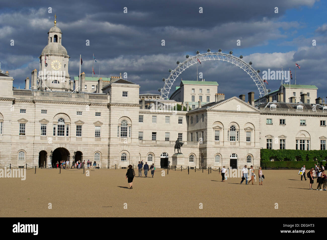 Tourists on the Parade Ground at Horse Guards Parade off Whitehall in ...