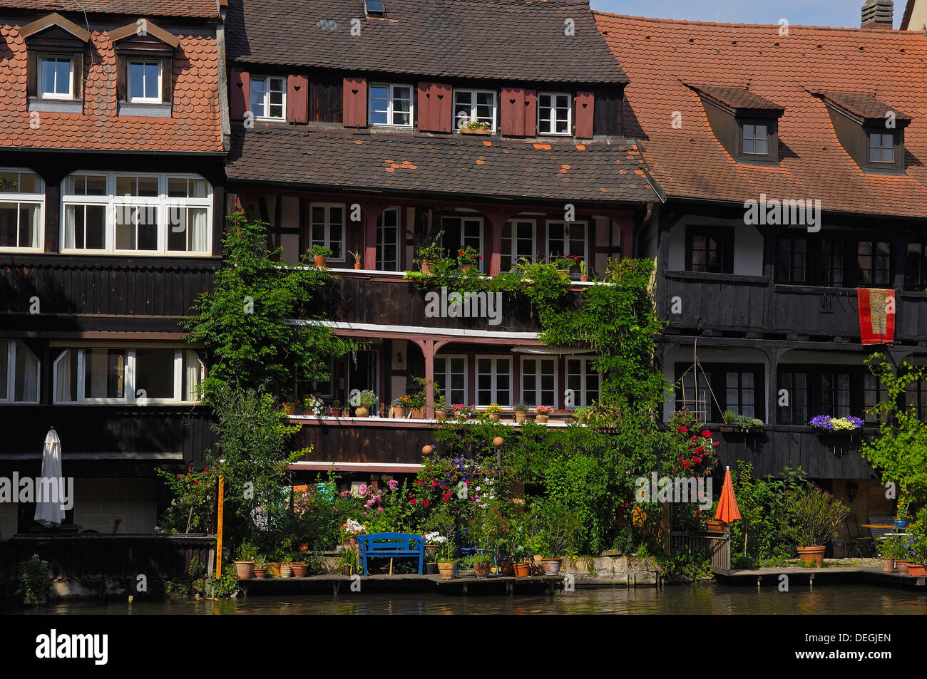 Bamberg, UNESCO World Heritage site, Little Venice , Regnitz river, Old ...