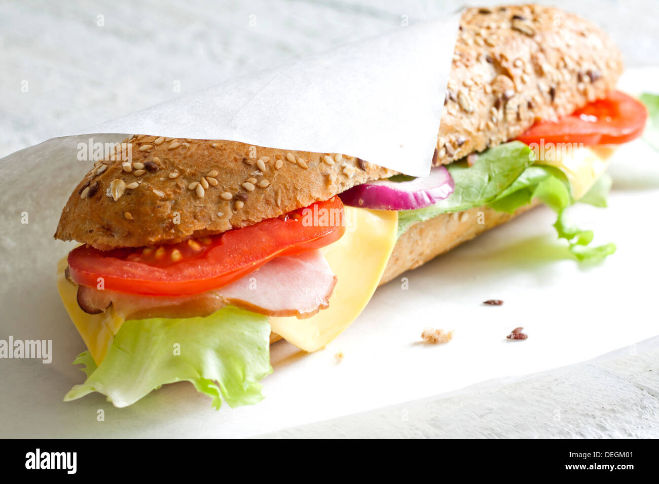 Sandwich on white paper abstract Stock Photo - Alamy
