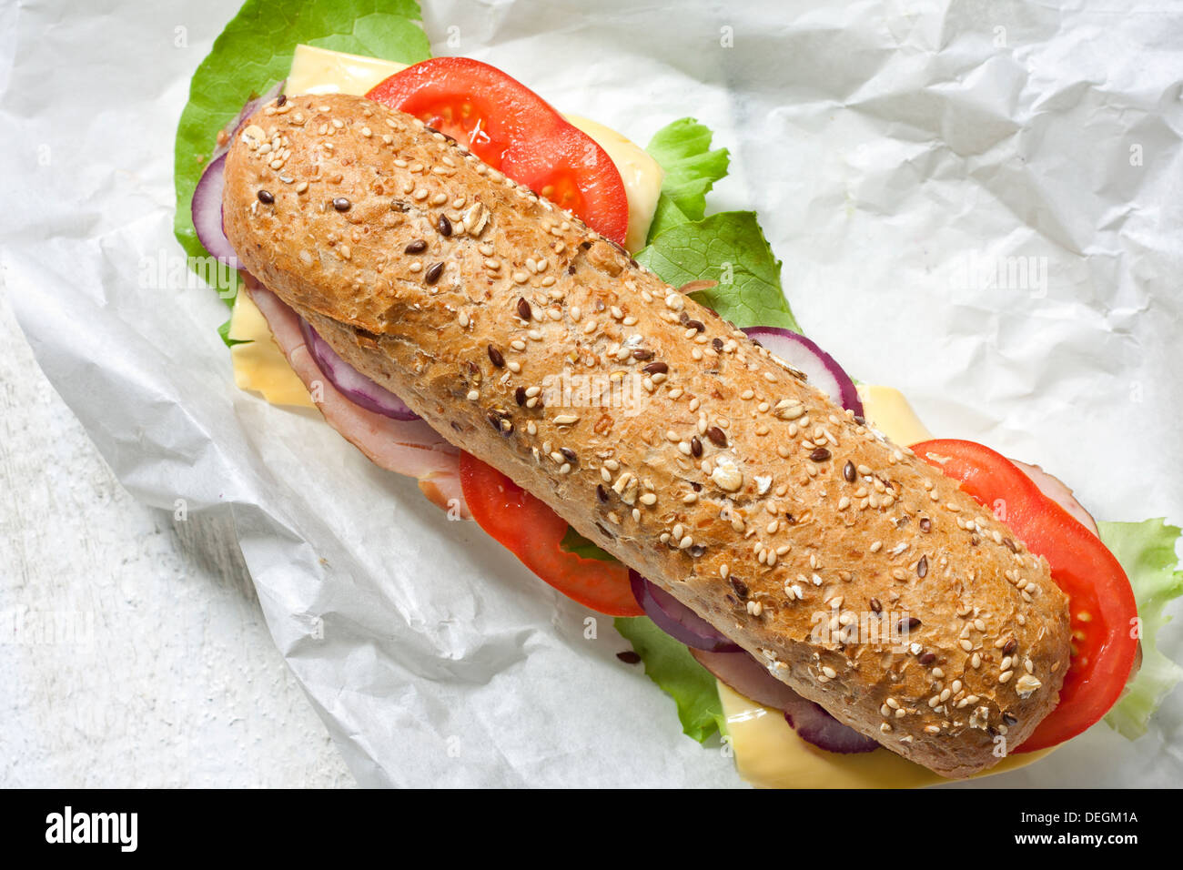 Sandwich on white paper abstract Stock Photo - Alamy