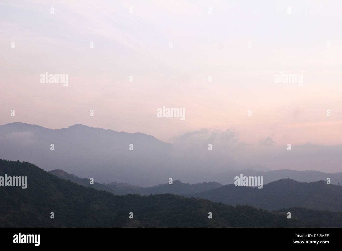 Morning Mist at Tropical Mountain Range, Thailand Stock Photo - Alamy