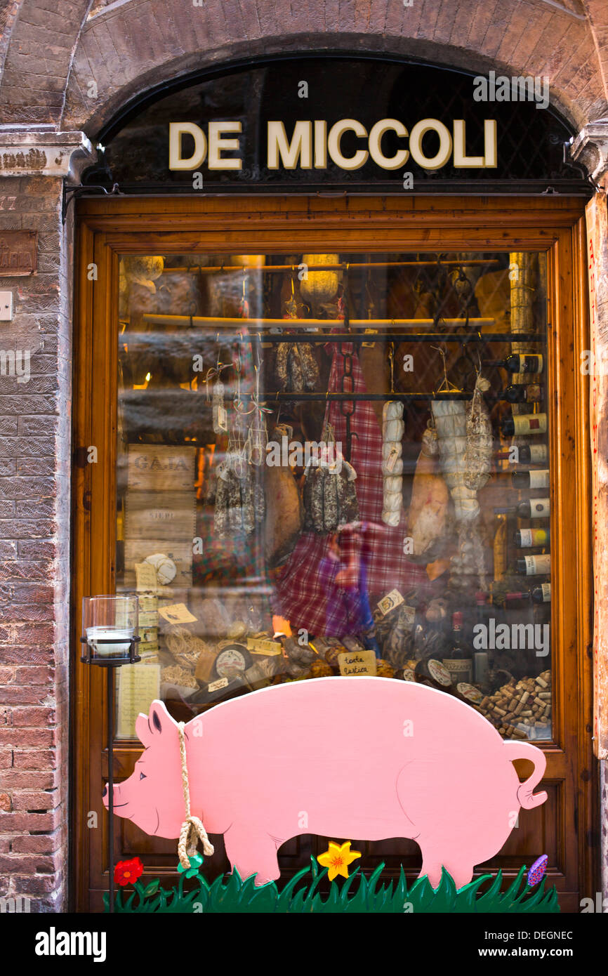 Sign on a restaurant, Pizzicheria de Miccoli, Siena, Tuscany, Italy ...