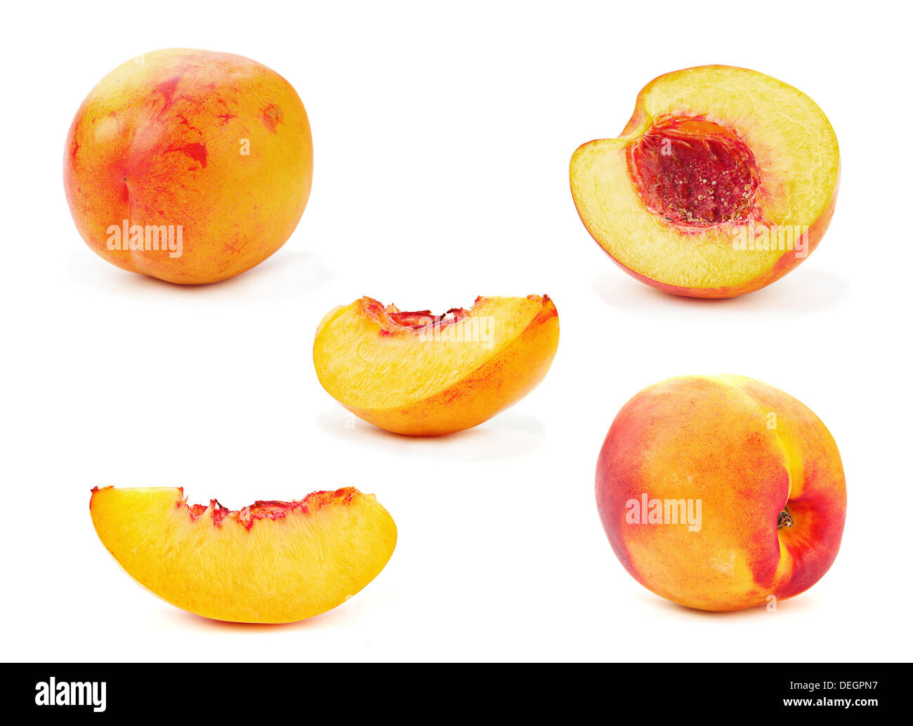 Nectarine peach family fruit set Stock Photo - Alamy