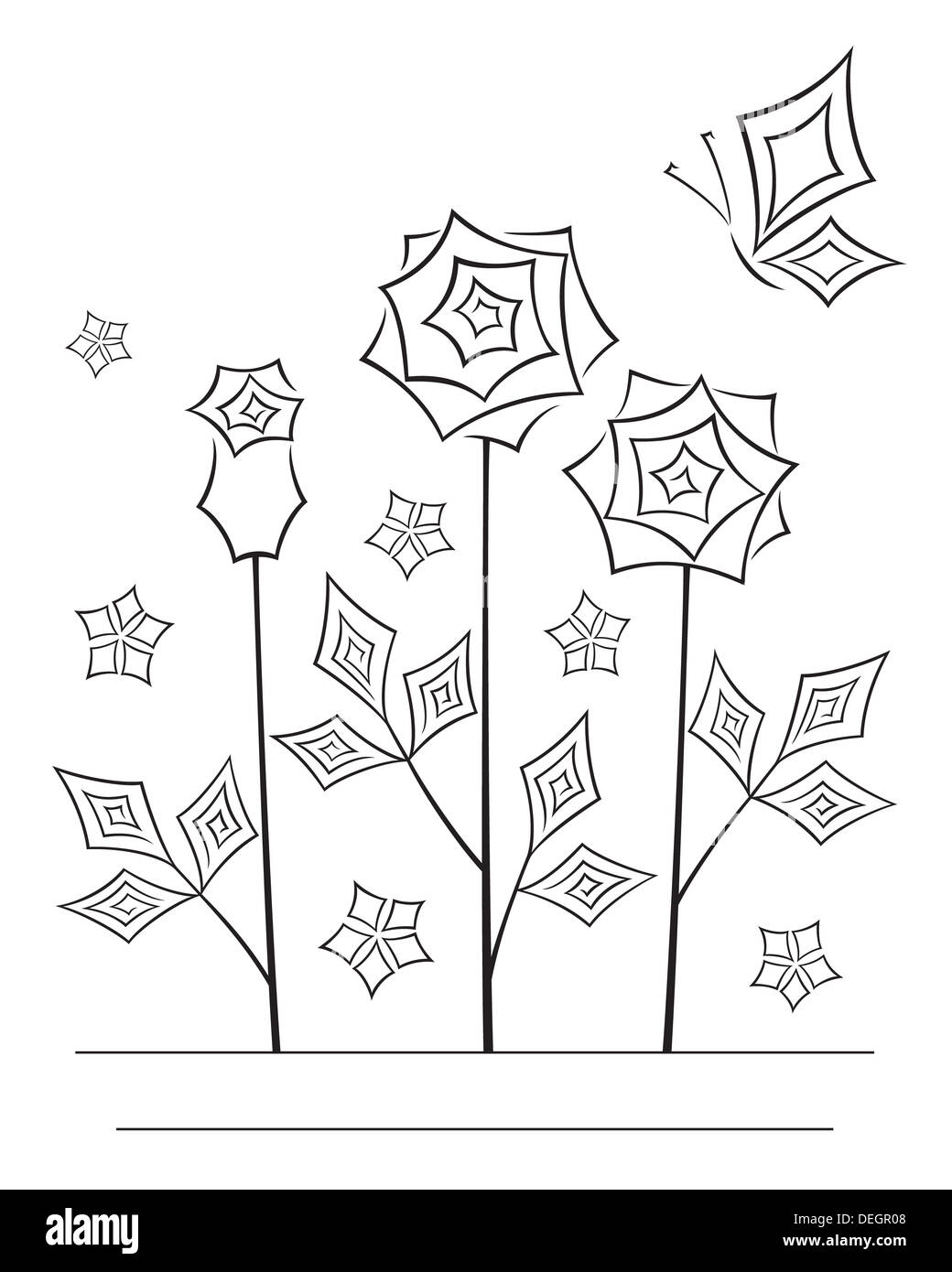 Line nature flower style Cut Out Stock Images & Pictures - Alamy