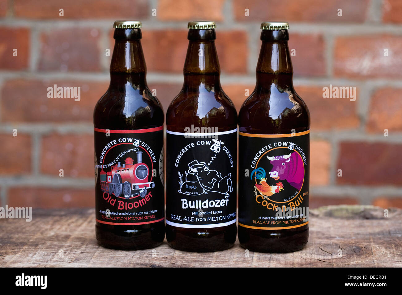 Three bottles of Real Ale from Milton Keynes Concrete Cow micro brewery ...