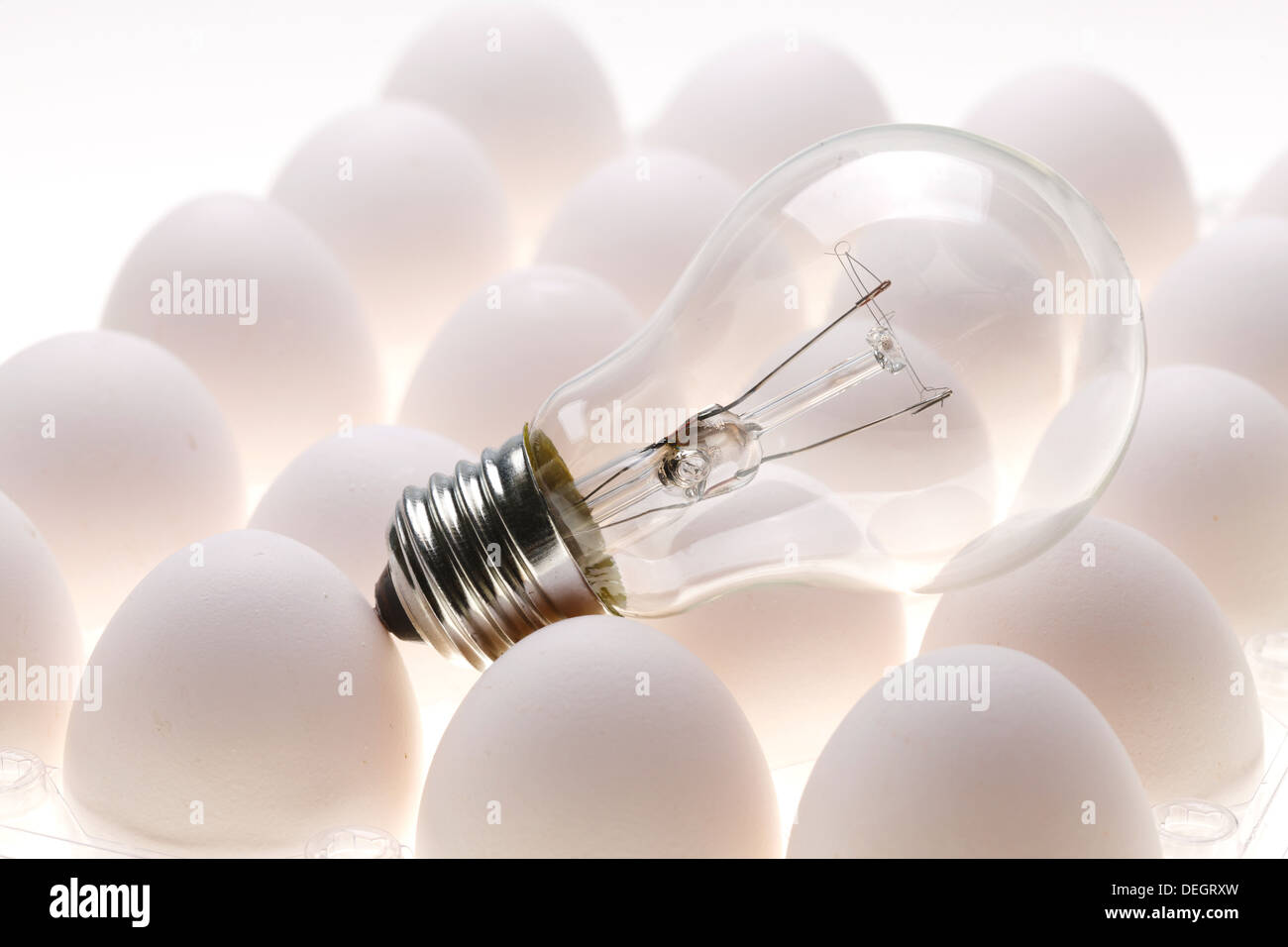 Light bulb on eggs Stock Photo - Alamy