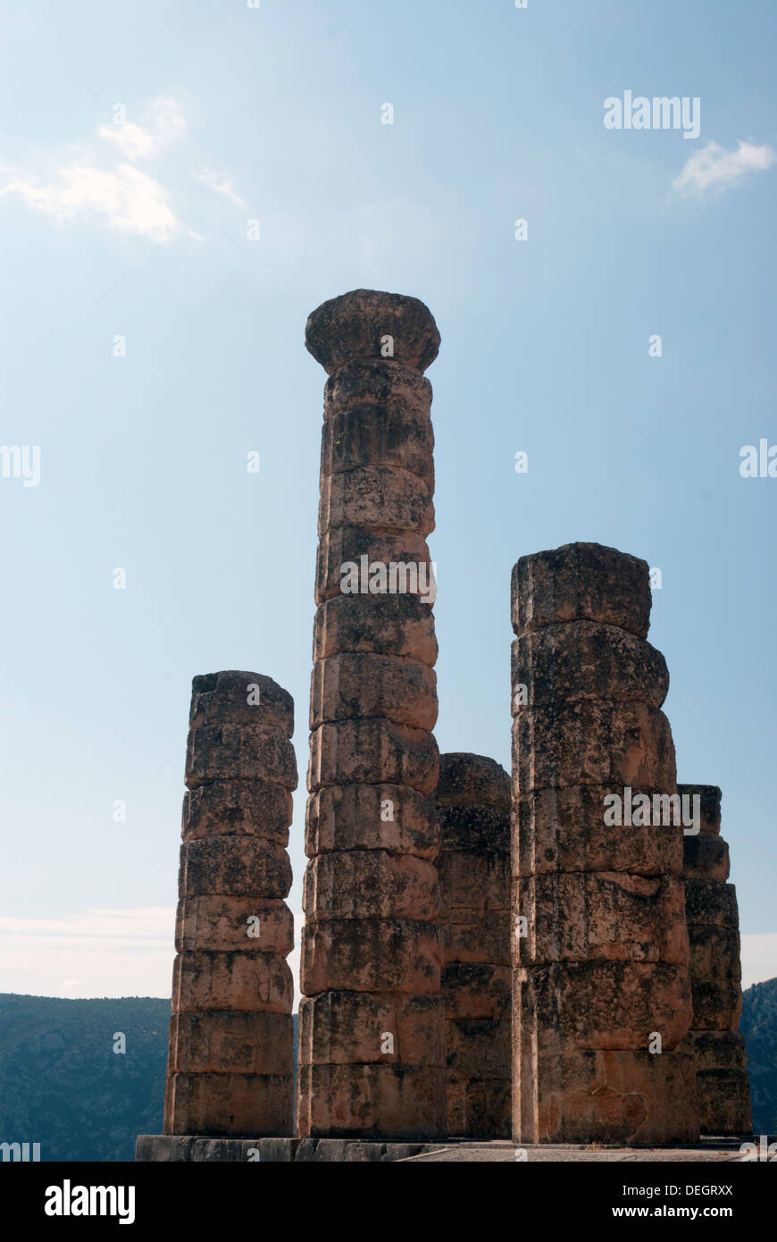 Temple of Apollo at Delphi oracle archaeological site in Greece Stock ...
