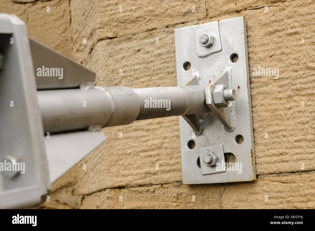 Steel support holding up a leaning wall to prevent it falling Stock ...