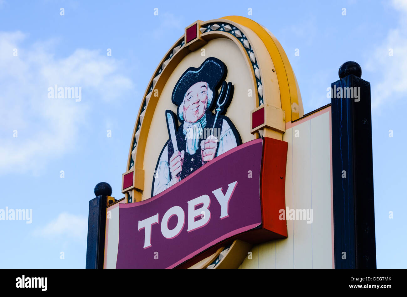 Sign on the outside of a Toby Carvery Stock Photo - Alamy