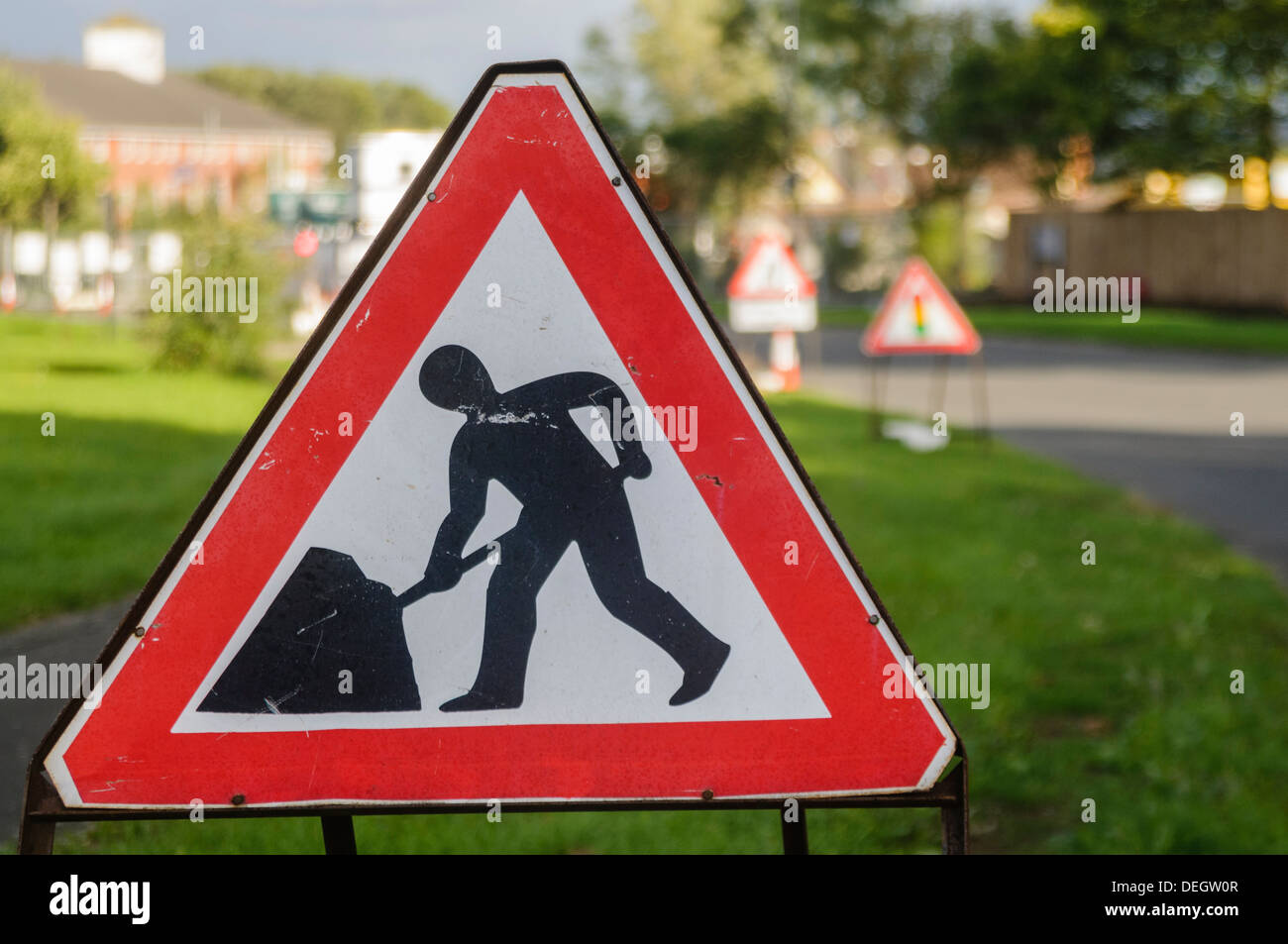 Triangle warning signs road hi-res stock photography and images - Alamy
