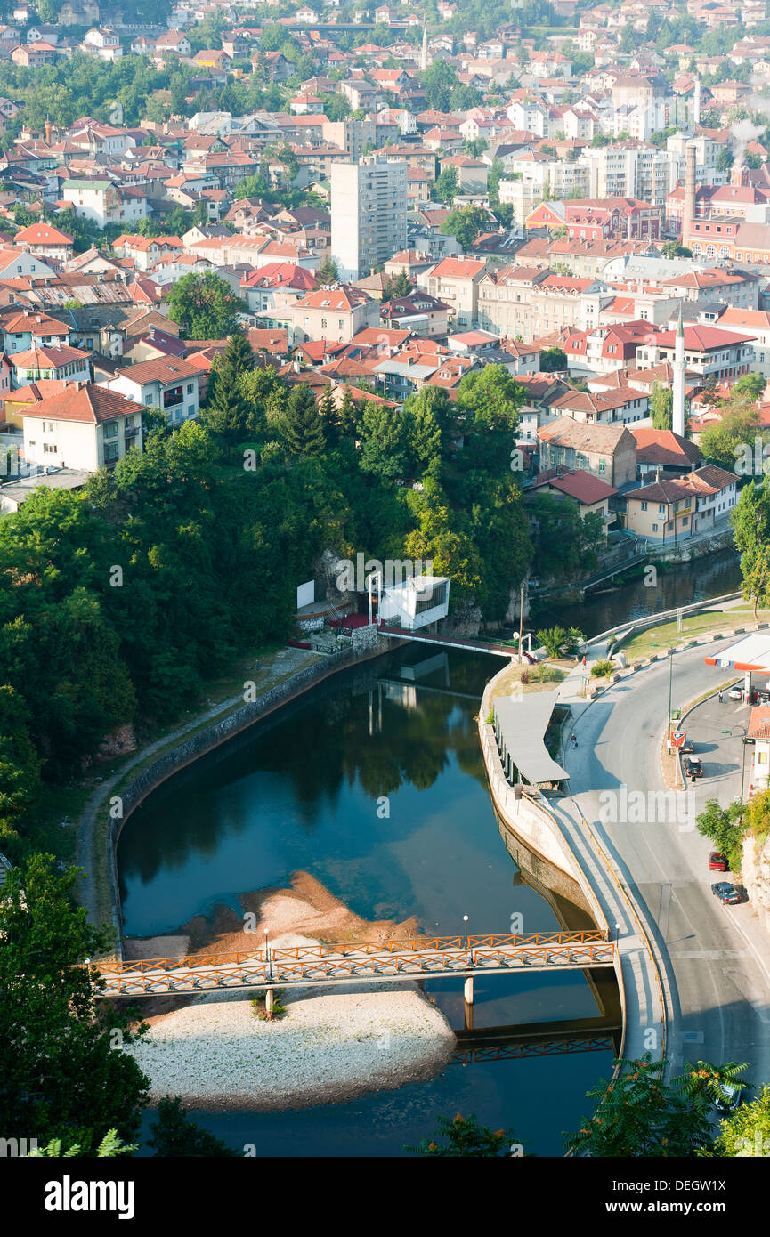 The river Miljacka, Sarajevo, capital of Bosnia and Herzegovina, Europe ...