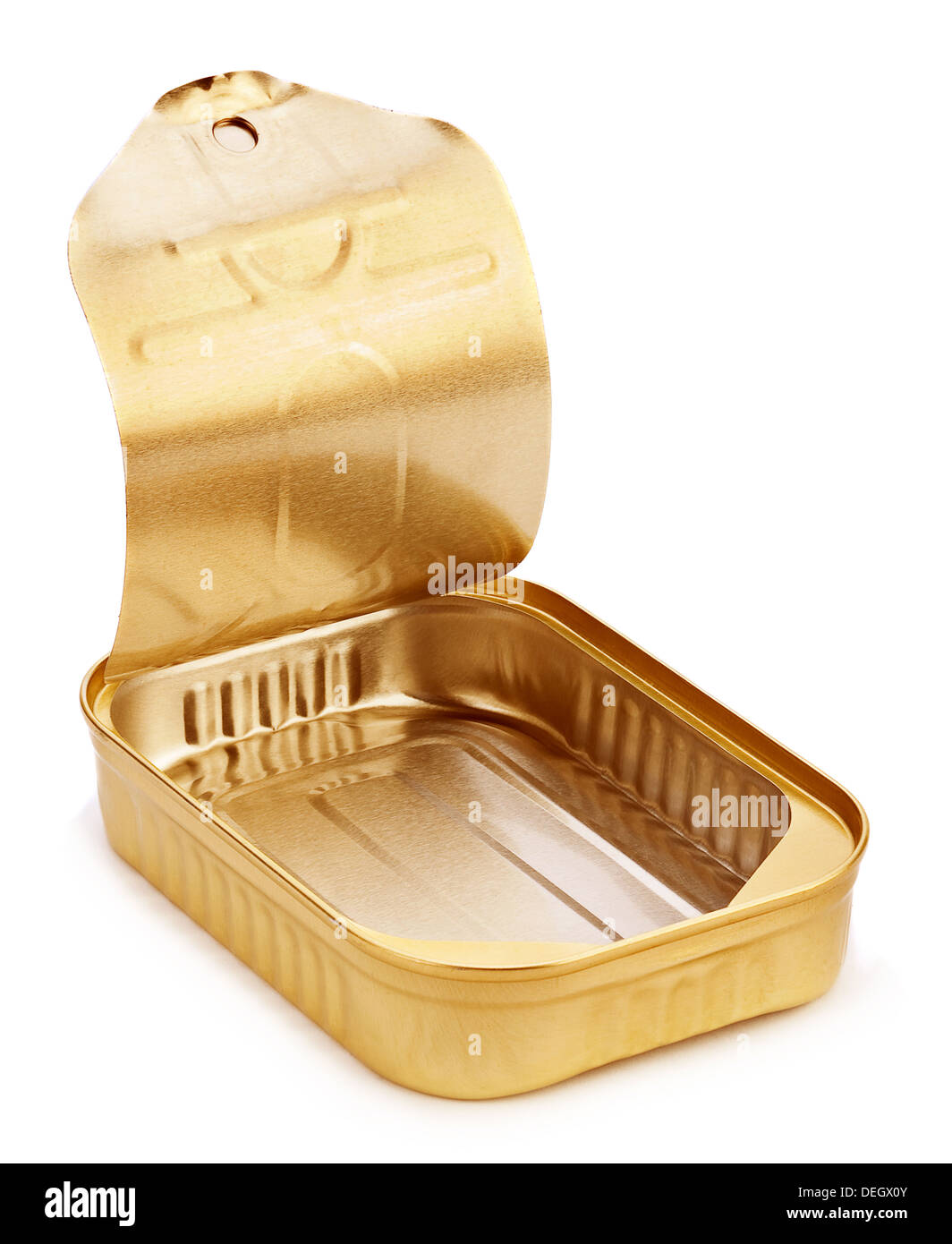 Metal can closeup isolated on white Stock Photo - Alamy