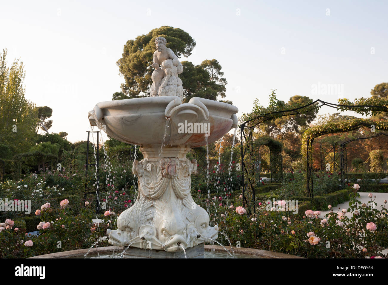 Pan fountain in the Rose Garden of Buen Retiro Park - Retiro, Madrid ...